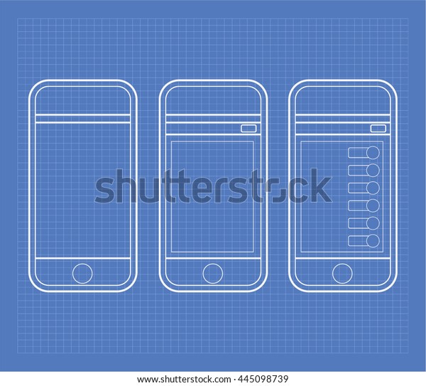 Mobile App Sketch Blueprint Stock Vector (Royalty Free) 445098739 ...