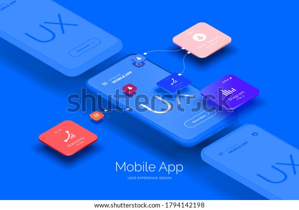Mobile Application Design Mobile Phone Mockup Stock Vector (Royalty ...