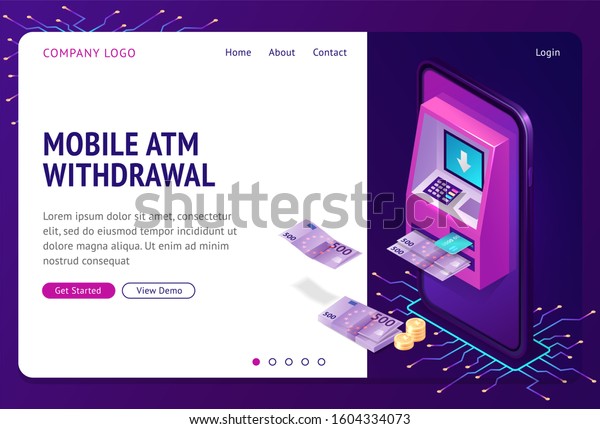 Mobile Atm Withdrawal Isometric Concept Vector Stock Vector (Royalty ...