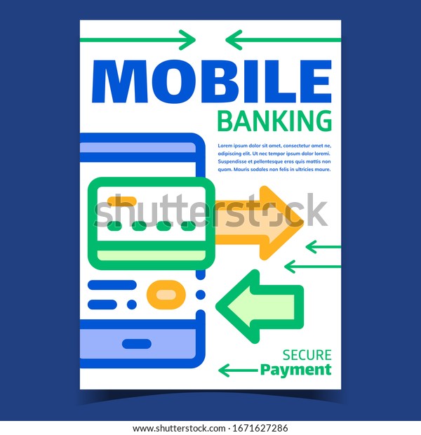 Mobile Banking Creative Advertising Poster Vector Stock Vector (Royalty ...