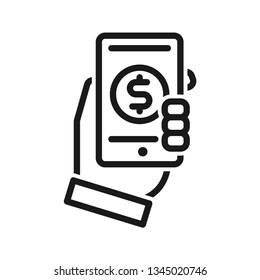 Mobile Banking Hand Stroke Outline Style Stock Vector (Royalty Free ...