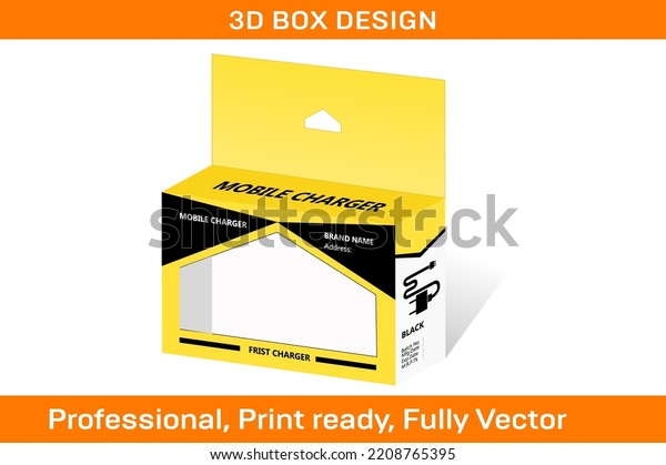 Mobile Charger Box Packaging Design Template Stock Vector (Royalty Free ...