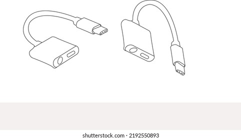 Mobile Charger Converter Vector Line Art Stock Vector (Royalty Free ...