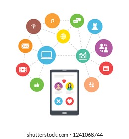 Mobile Communication Flat Illustration Stock Vector (Royalty Free ...