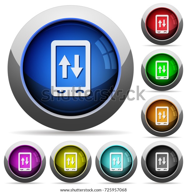 Mobile Data Traffic Icons Round Glossy Stock Vector (Royalty Free ...
