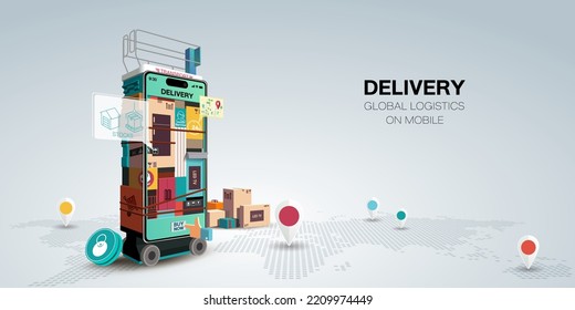 Mobile Delivery Service Package Delivery All Stock Vector (Royalty Free ...