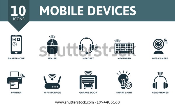 Mobile Devices Icon Set Contains Editable Stock Vector (Royalty Free ...