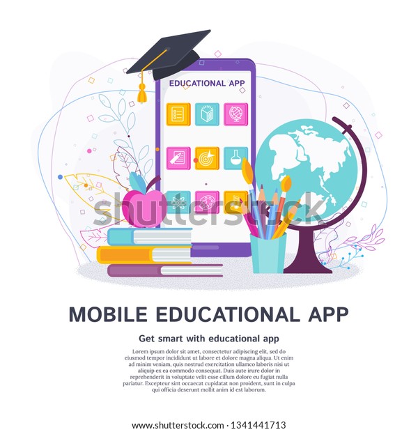 Mobile Educational App Icons Educational Applications Stock Vector ...