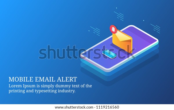 Mobile Email Alert Email Notification Mobile Stock Vector (Royalty Free ...