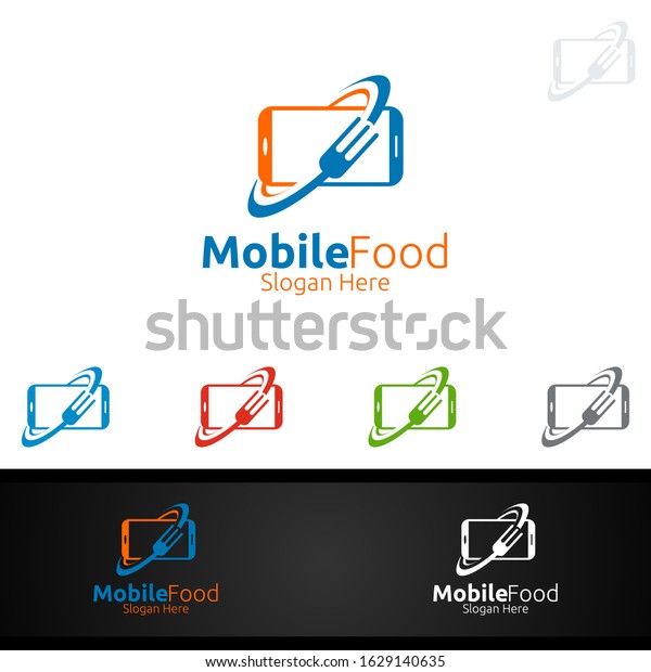 Mobile Food Logo Restaurant Cafe Stock Vector (Royalty Free) 1629140635 ...
