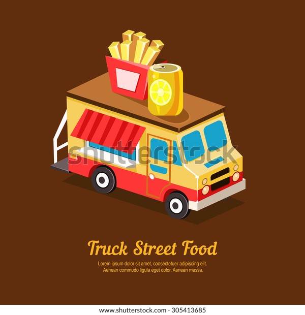 Mobile Food Van Food Truck Vector Stock Vector (Royalty Free) 305413685