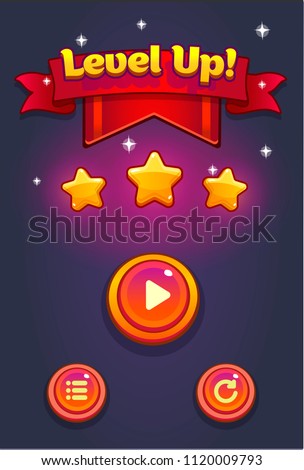 Mobile Game UI Pop Level Up Stock Vector (Royalty Free) 1120009793 ...
