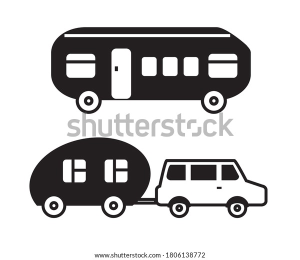 Mobile Home On White Background Symbol Stock Vector (Royalty Free ...