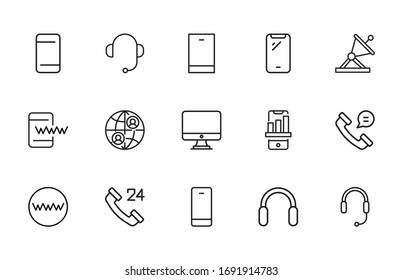 Mobile Line Icons Set Stroke Vector Stock Vector (Royalty Free ...
