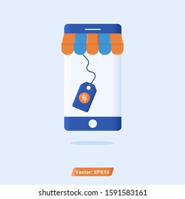 Mobile Market Vector Illustration Flat Style Stock Vector (Royalty Free ...