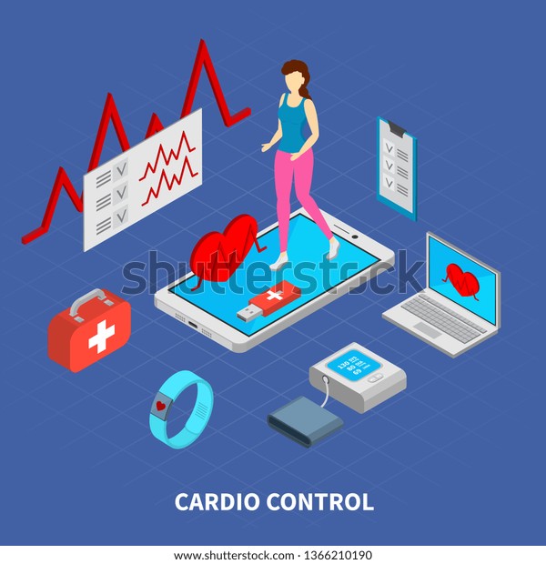 Mobile Medicine Composition Cardio Control Symbols Stock Vector ...