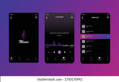 Mobile Music App Design Ui Design Stock Vector (Royalty Free ...