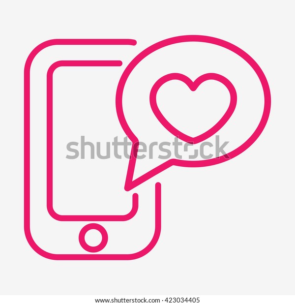 Mobile Notification Like Heart Pink Thin Stock Vector (Royalty Free ...