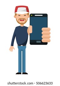 Mobile People Cartoon Design Stock Vector (Royalty Free) 506623633 ...