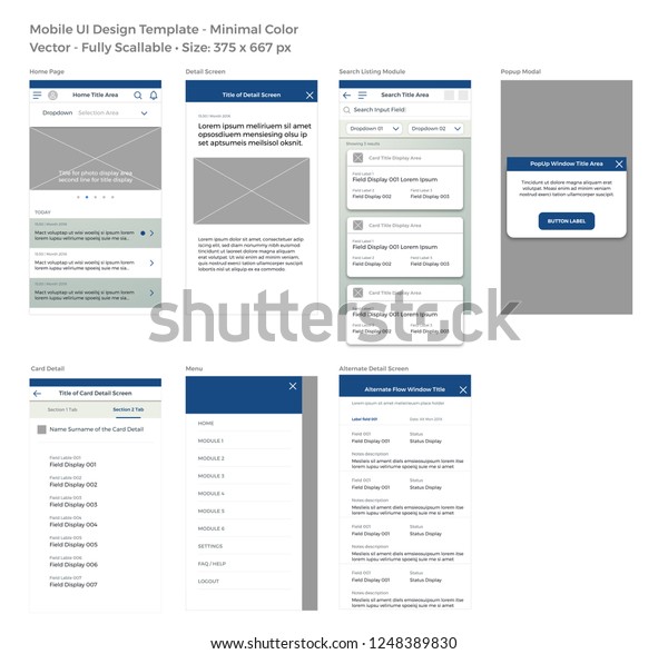 Mobile Phone App Design Template Minimal Stock Vector (Royalty Free ...