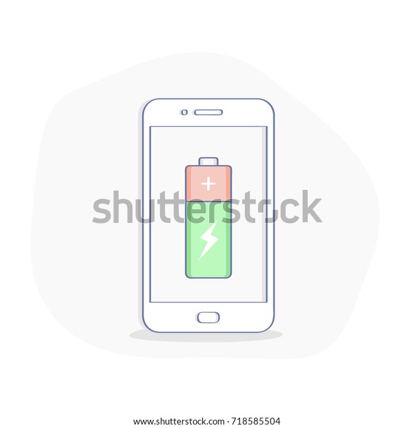 Mobile Phone Battery On Device Screen Stock Vector (Royalty Free ...
