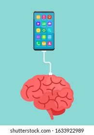 Mobile Phone Connected Human Brain Addiction Stock Vector (Royalty Free ...