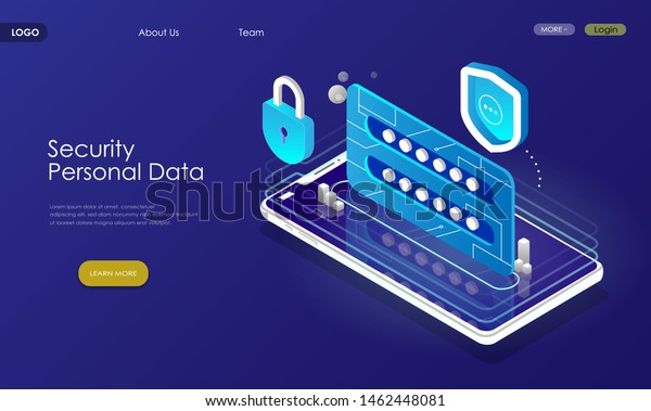 Mobile Phone Data Protection Isometric User Stock Vector (Royalty Free ...