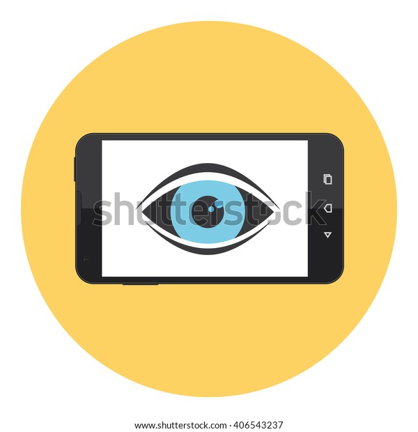 Mobile Phone Eye Symbol On Screen Stock Vector (Royalty Free) 406543237 ...