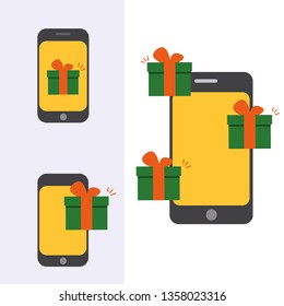 Mobile Phone Gift Box Vector Illustration Stock Vector (Royalty Free ...