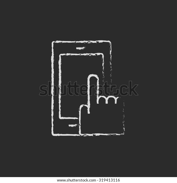 Mobile Phone Hand Drawn Chalk On Stock Vector (Royalty Free) 319413116