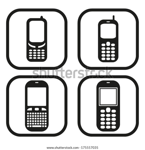Mobile Phone Icon Four Variations Stock Vector (Royalty Free) 175557035 ...