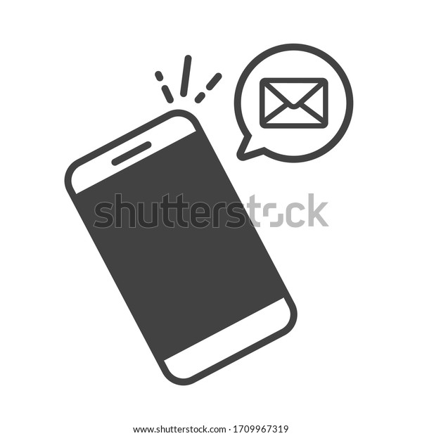 Mobile Phone Icon Incoming Message Notifications Stock Vector (Royalty ...