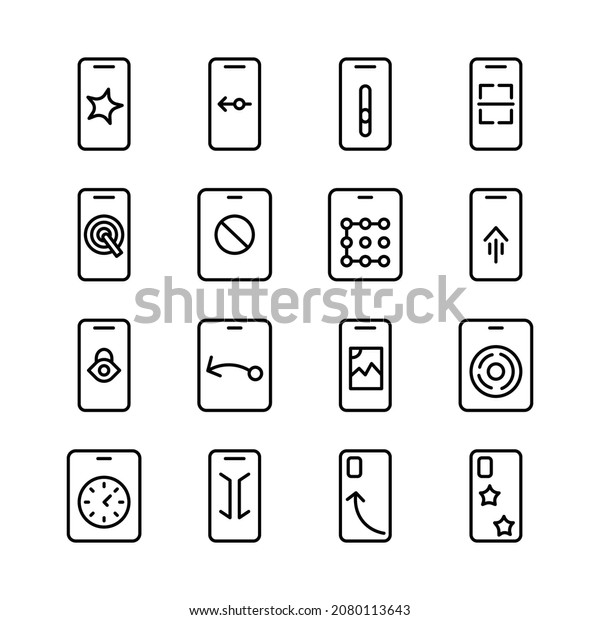 Mobile Phone Icon Set Outline Style Stock Vector (Royalty Free ...