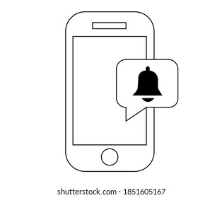 Mobile Phone Icon Symbol Notification Bell Stock Vector (Royalty Free ...