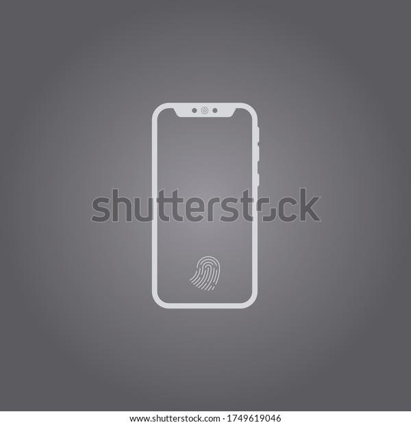 Mobile Phone Iconphone Fingerprint Vector Illustrationcell: เวกเตอร์ ...