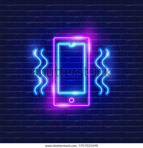 Mobile Phone Neon Icon Vector Illustration Stock Vector (Royalty Free ...