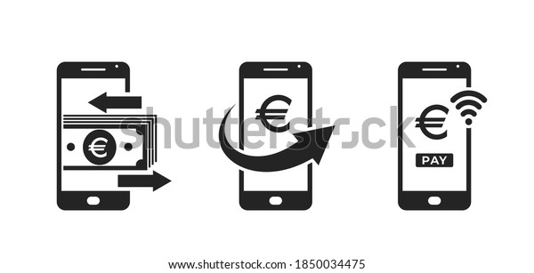 Mobile Phone Payment Icon Set Smartphone Stock Vector (Royalty Free ...