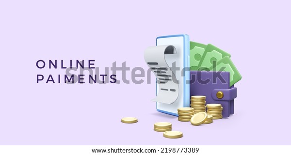 Mobile Phone Payment Receipt Wallet Full Stock Vector (Royalty Free ...