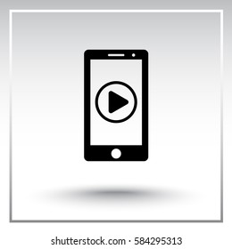 Mobile Phone Play Button Sign Icon Stock Vector (Royalty Free ...