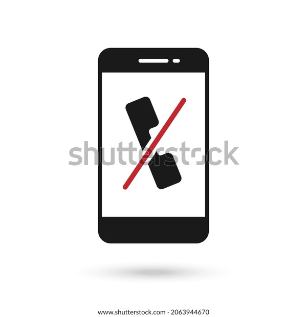 Mobile Phone Red Crossedout Handset Flat Stock Vector (Royalty Free ...