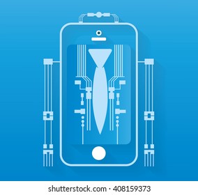 Mobile Phone Robot Vector Infograph Illustration Stock Vector (Royalty ...