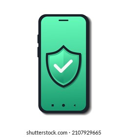 Mobile Phone Shield Check Mark Icon Stock Vector (Royalty Free ...