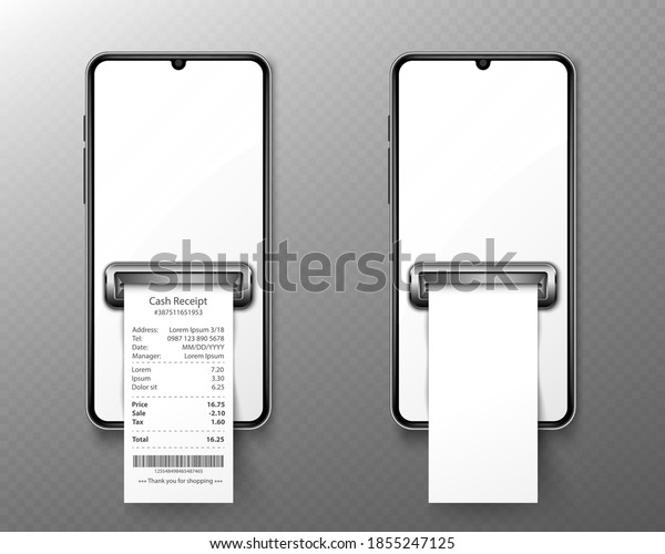 Mobile Phone Shop Receipt Front View: เวกเตอร์สต็อก (ปลอดค่าลิขสิทธิ์ ...