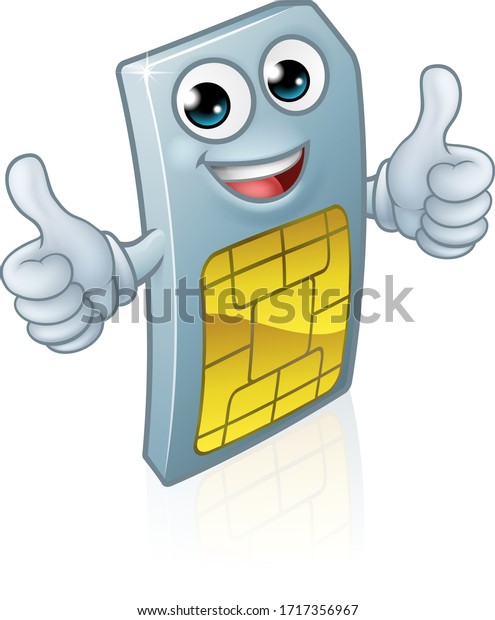Mobile Phone Sim Card Cartoon Character Stock Vector (Royalty Free ...