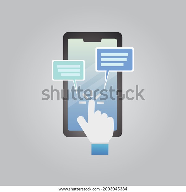 Mobile Phone Smart Phone Toughing Hand Stock Vector (Royalty Free ...