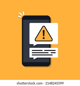 Mobile Phone Warning Notification Sign Vector Stock Vector (Royalty ...