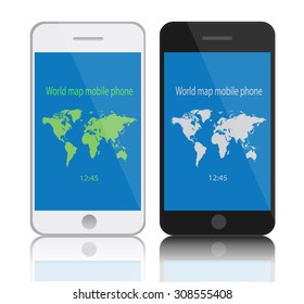 Mobile Phones Icon Vector World Map Stock Vector (Royalty Free ...