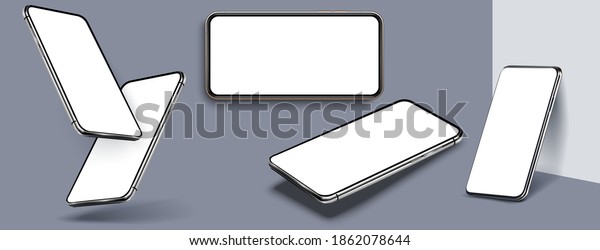 Mobile Phones Mock Different Angles Isolated Stock Vector (Royalty Free ...