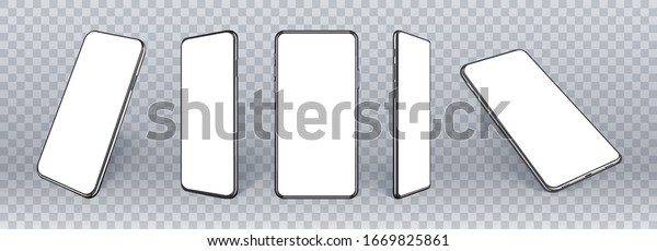 Mobile Phones Mockup Different Angles Isolated Stock Vector (Royalty ...