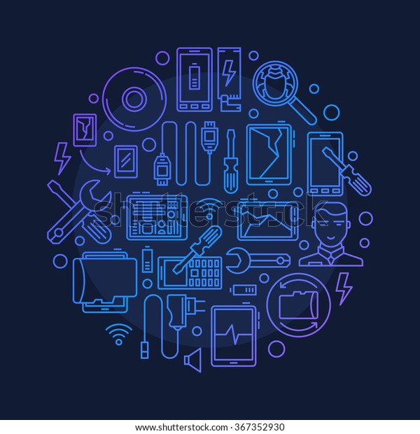 Mobile Repair Illustration Vector Round Smart Stock Vector (Royalty ...